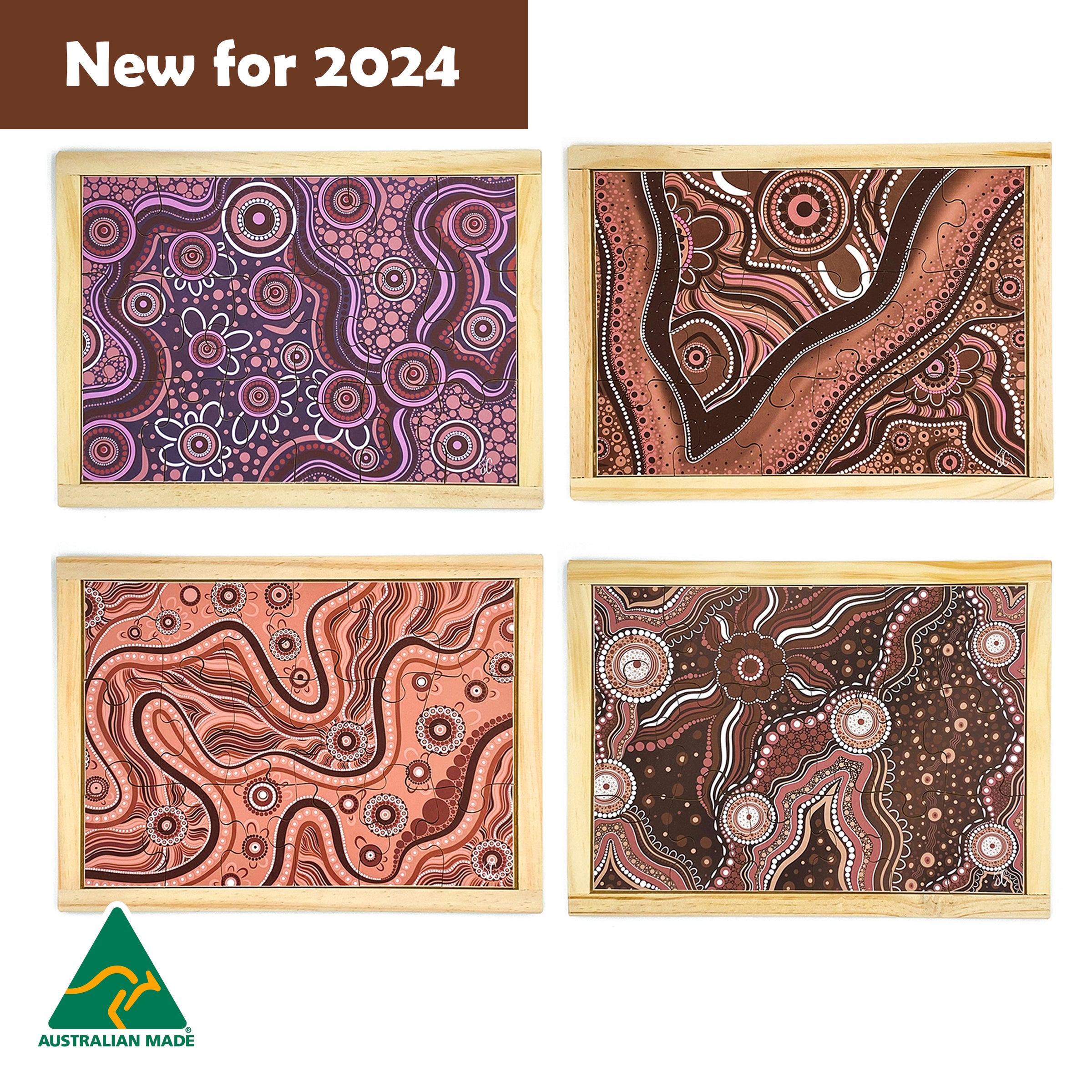 Aboriginal Art Earth Dreaming Puzzle Set of 4 – Indigenous Resources Online