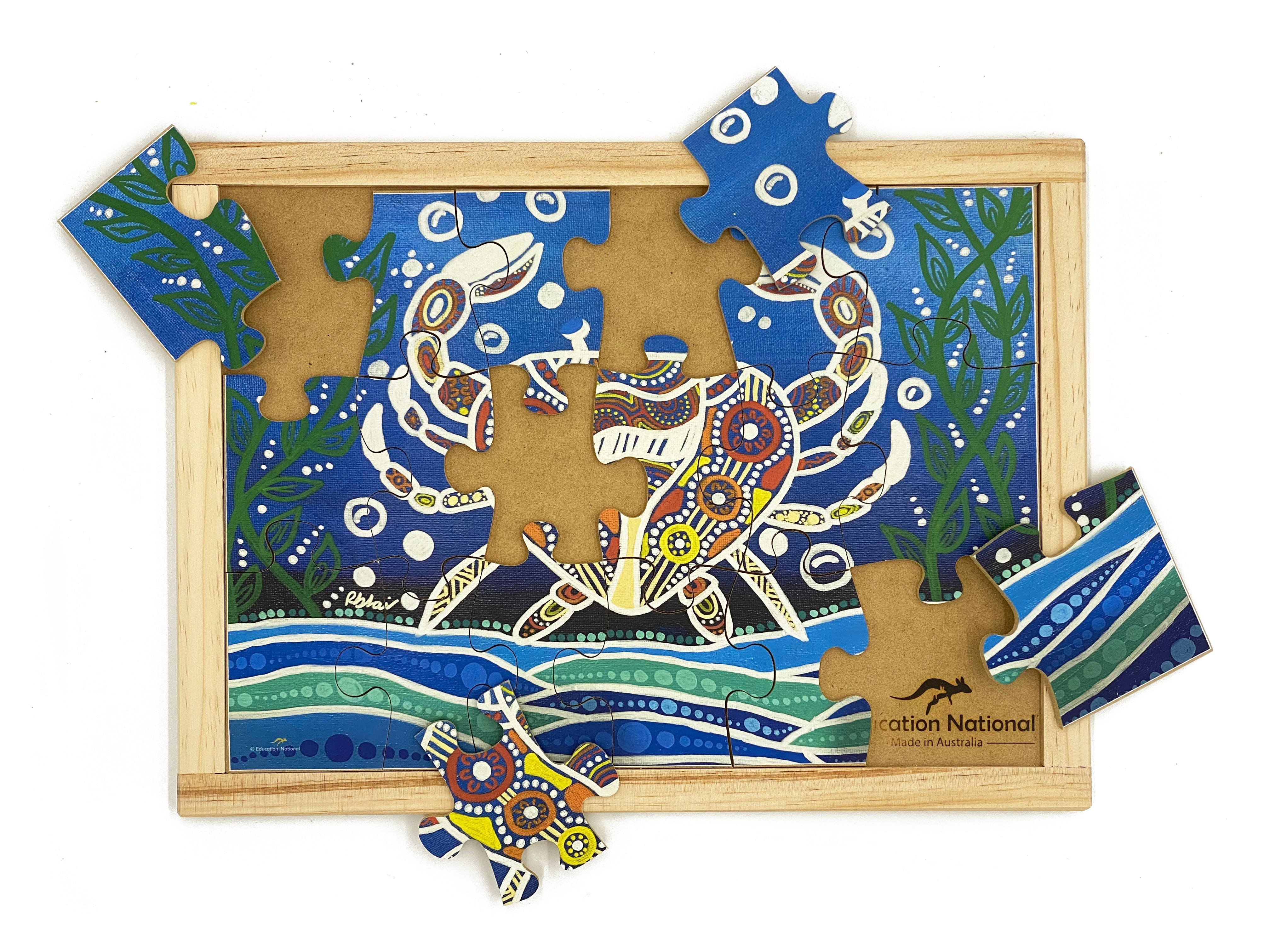 Aboriginal Art Sea Creatures Dreaming Puzzle Set of 4