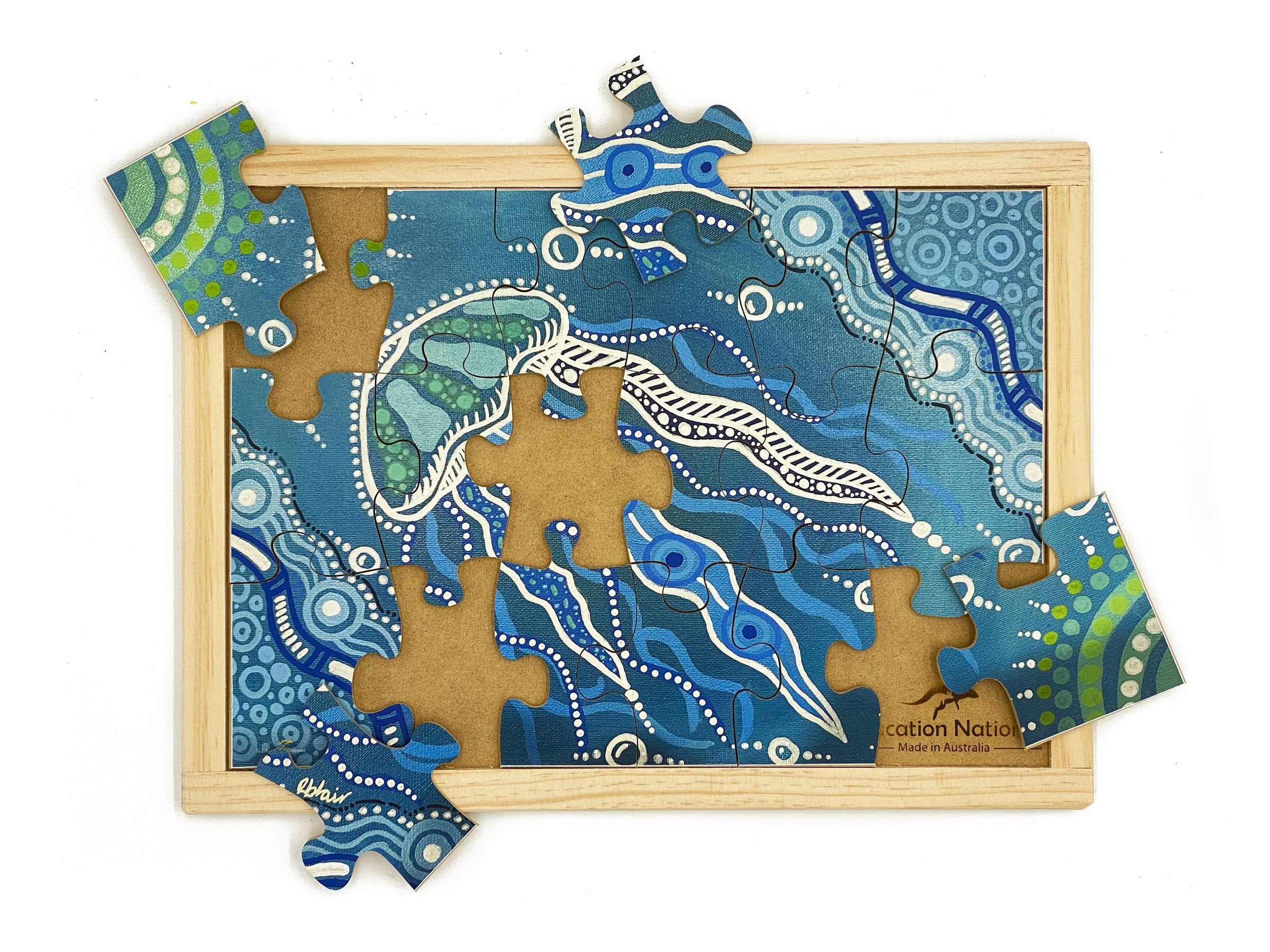Aboriginal Art Sea Creatures Dreaming Puzzle Set of 4 – Indigenous ...
