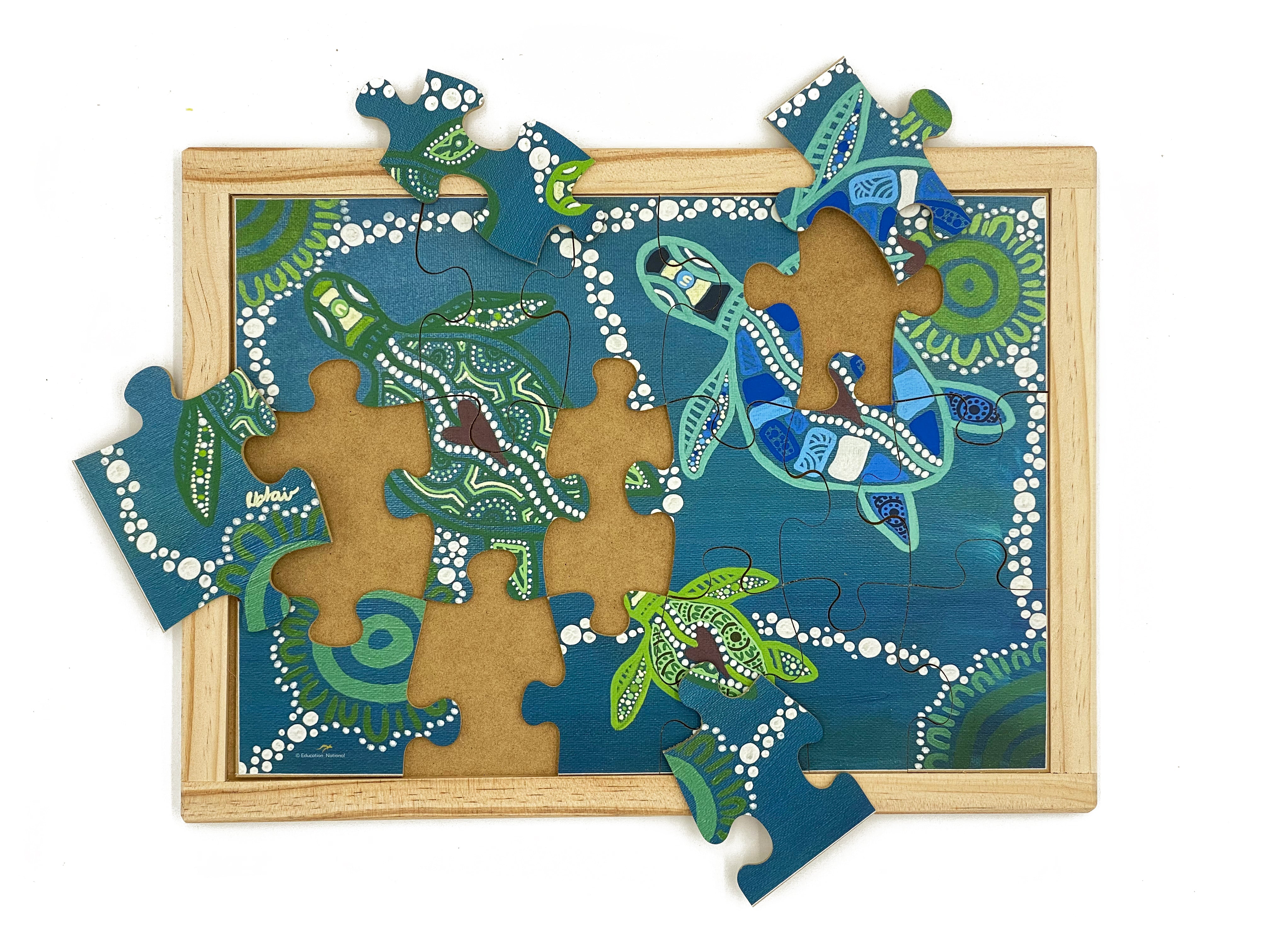 Aboriginal Art Sea Creatures Dreaming Puzzle Set of 4